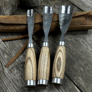 3-piece Rounded Wood Carving Gouge Set – Hand-forged Carbon Steel ...