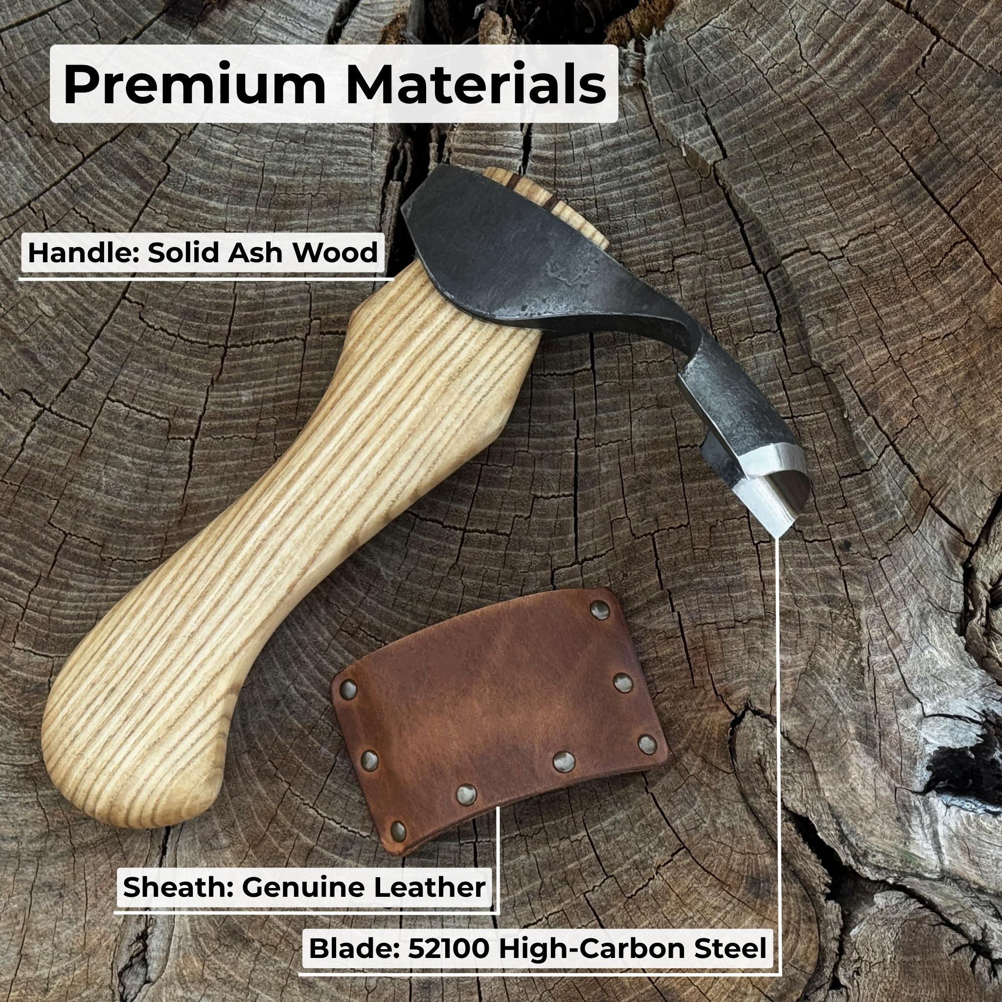 Bowl Carving Adze – 52100 Carbon Steel Blade, Ash Handle, Leather ...