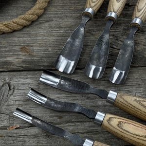 6-piece Hand-forged Bent Gouge Set Razor Sharp 52100 Carbon Steel ...