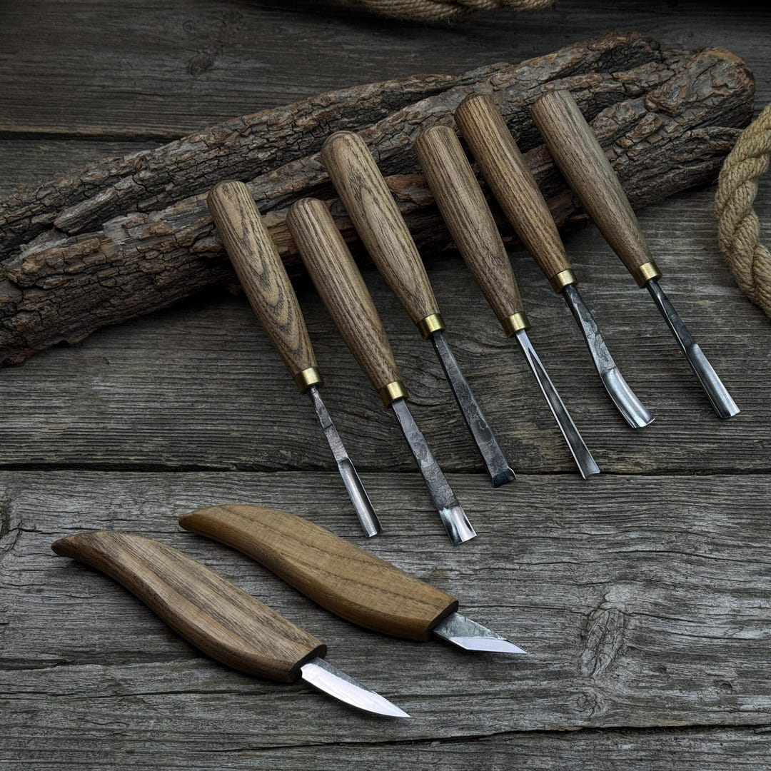 8-piece Wood Carving Knife and Chisel Set. Sharp Carbon Steel Blades ...
