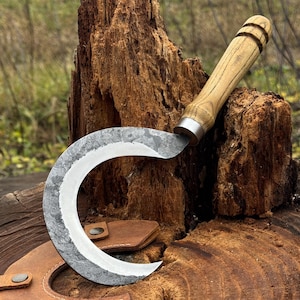 Small Garden Sickle – Handcrafted 52100 Carbon Steel Blade, Ash Handle ...