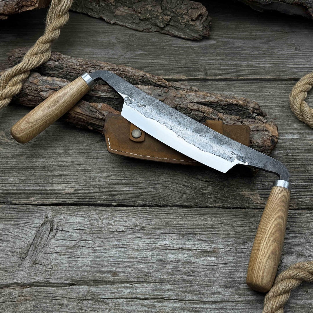 Hand-forged Drawknife for Wood Carving. Sharp Carbon Steel Blade, Ash ...
