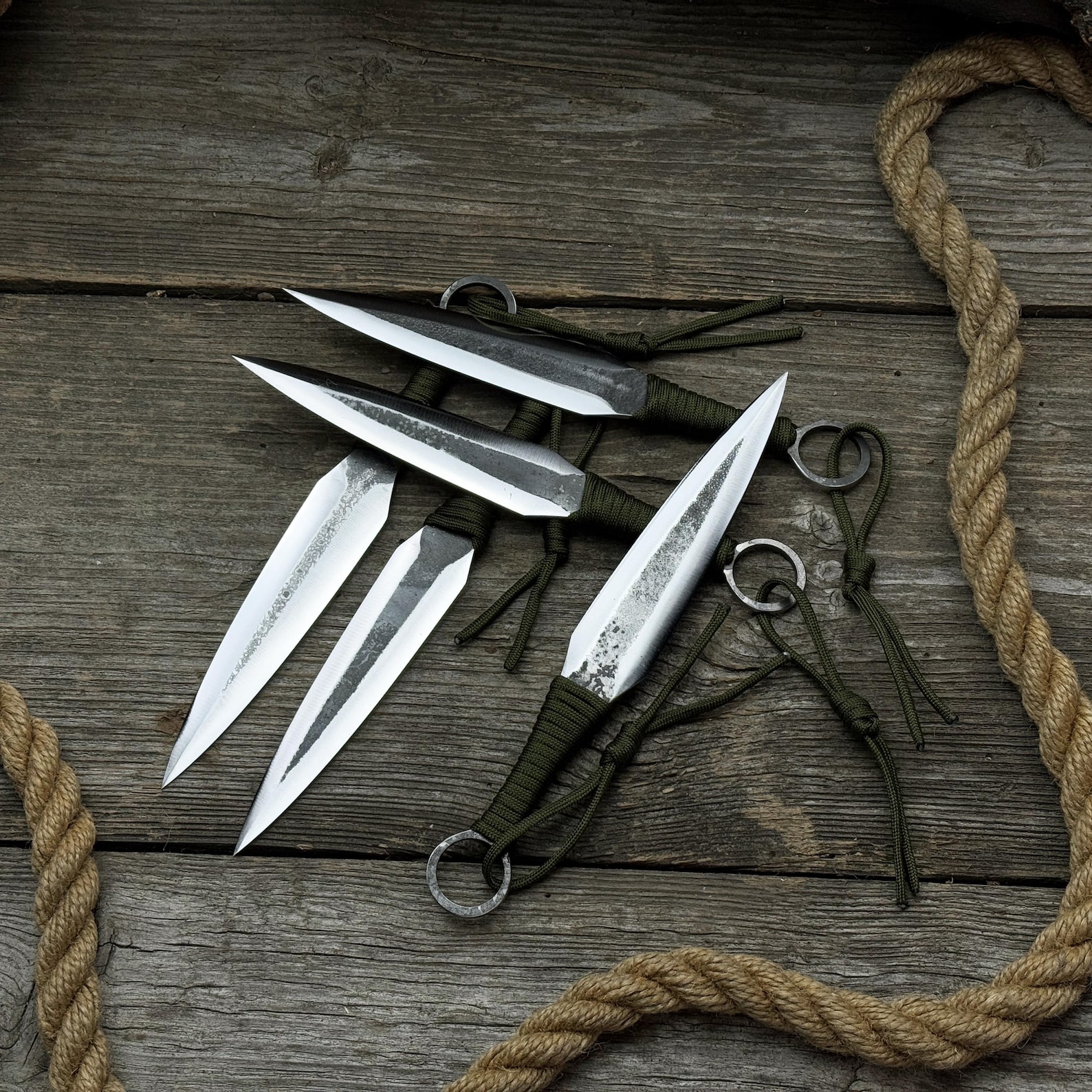 Hand-forged Set 5 PCS Knife for Throwing Outdoors. Carbon Steel Blades ...