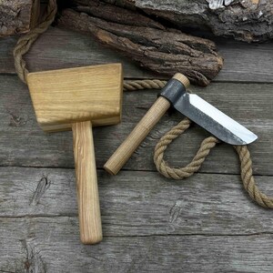 Set Splitting Froe and Wooden Mallet for Woodworking. Sharp Carbon ...