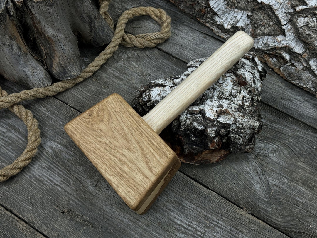 Big Wooden Mallet. Ergonomic Handle and Balanced Weight. Compact and ...