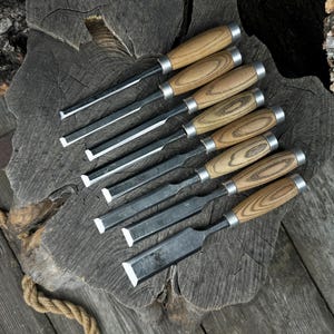 Timber Framing Chisel Set 8 Pcs With Leather Case. Razor Sharp Blades ...