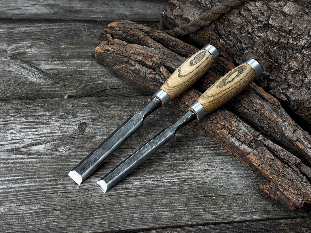 2-piece Wood Carving Chisel Set. Sharp Blade 16mm and 20mm. Hand Forged ...