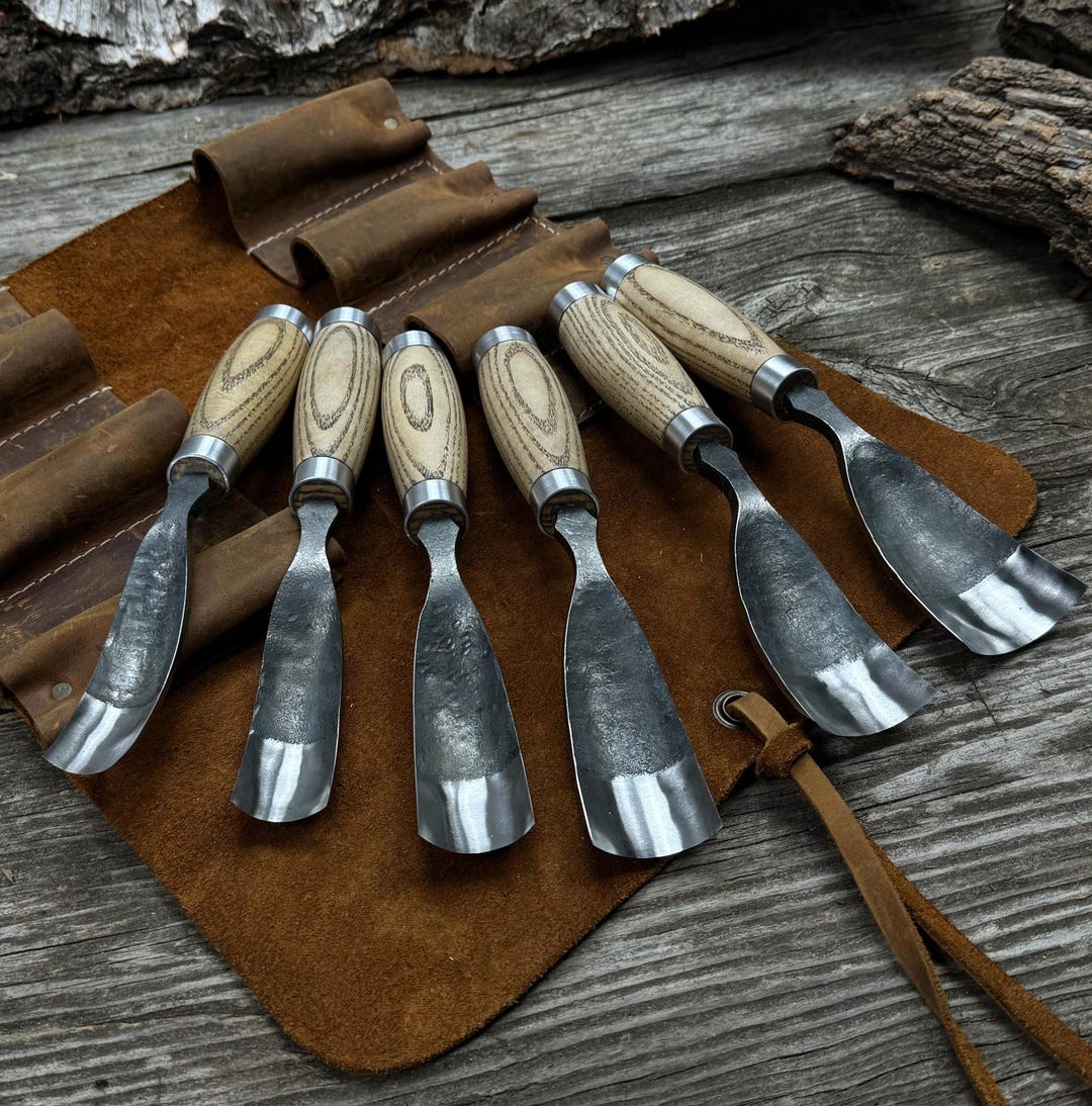 6-piece Hand-forged Bent Gouge Set – Sharp 52100 Carbon Steel ...