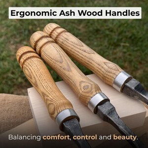 3-piece Swan Neck Gouge Set – Hand-forged Carbon Steel – Sharp Blades ...