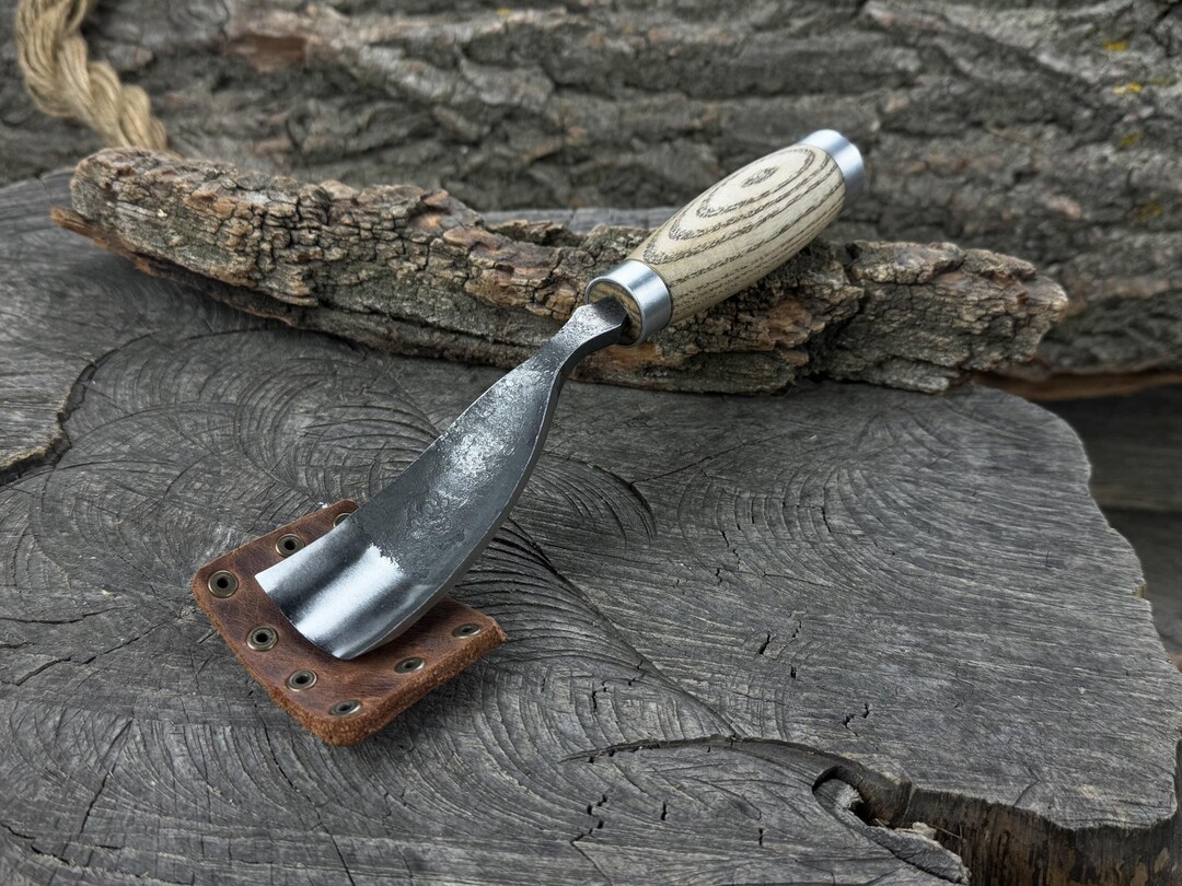 Hand-forged Bent Gouge for Wood Carving. Sharp Carbon Steel Blade ...