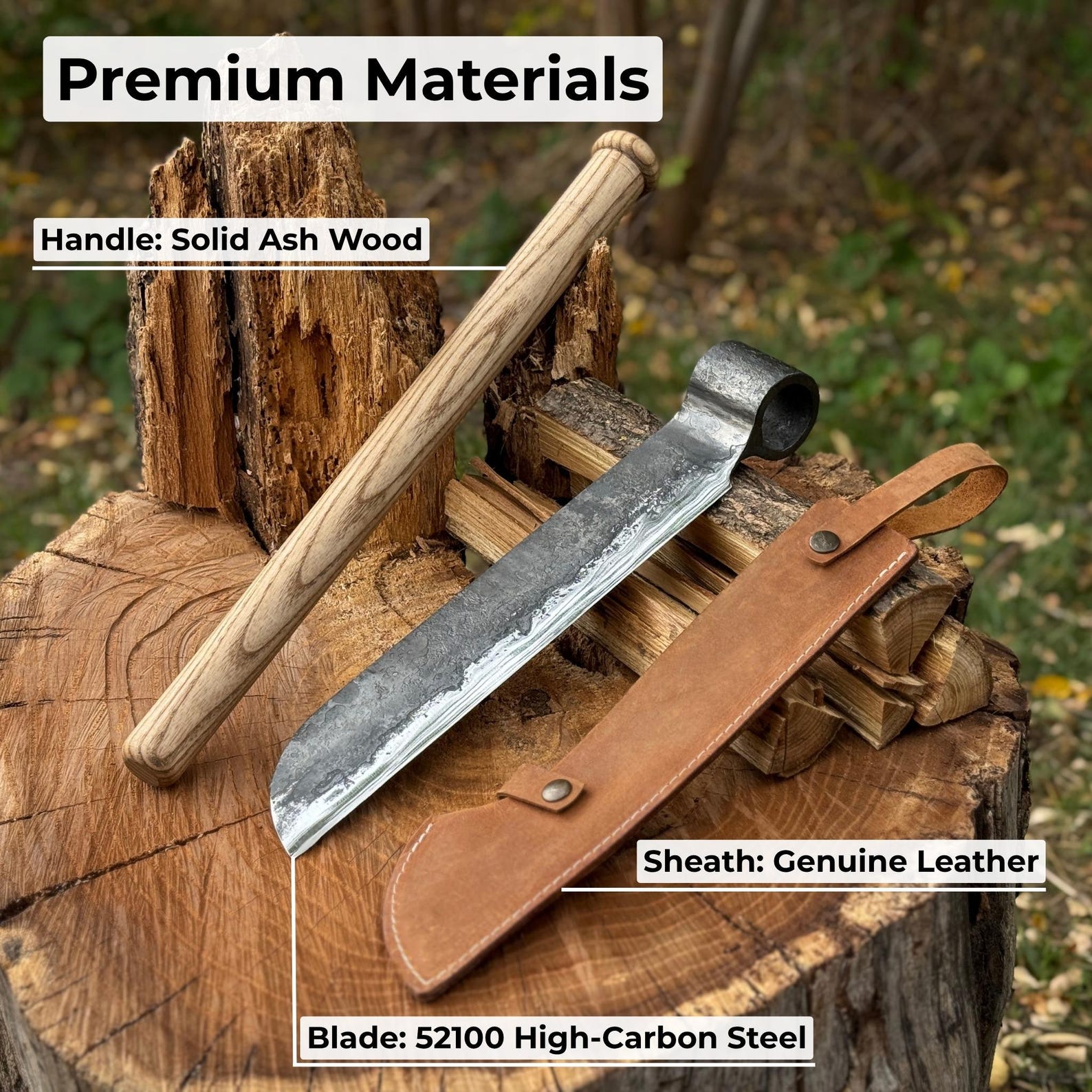 Large Splitting Froe – 52100 Carbon Steel Blade, Ash Handle – Wood ...