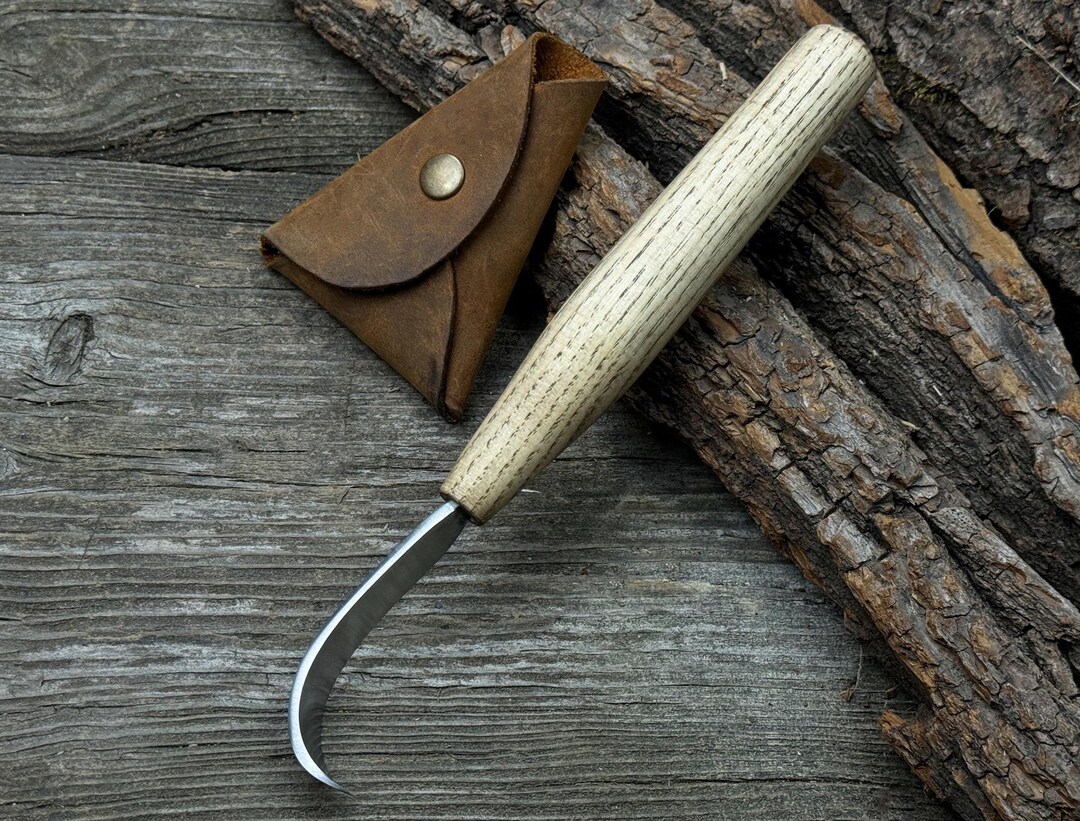 Spoon Carving Long Hook Knife. Razor Sharp Blade. Hand Forged From ...