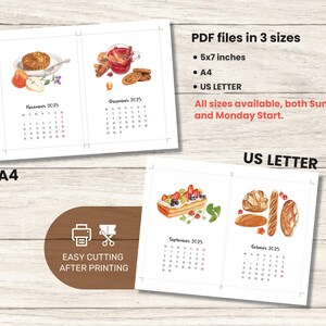 Mini Calendar 2025, Watercolor Food Calendar 2025, 5 X 7 Inches ...