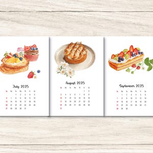 Mini Calendar 2025, Watercolor Food Calendar 2025, 5 X 7 Inches ...