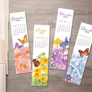 Calendar Bookmarks 2025, Printable Calendar, 1.75"x6.75", Floral ...