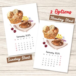 Mini Calendar 2025, Watercolor Food Calendar 2025, 5 X 7 Inches ...