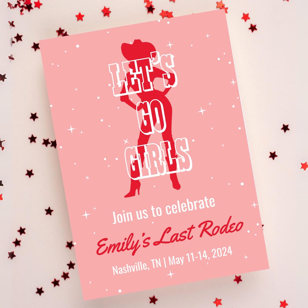 Let's Go Girls, Cowgirl Nashville Bachelorette Invitation & Itinerary ...