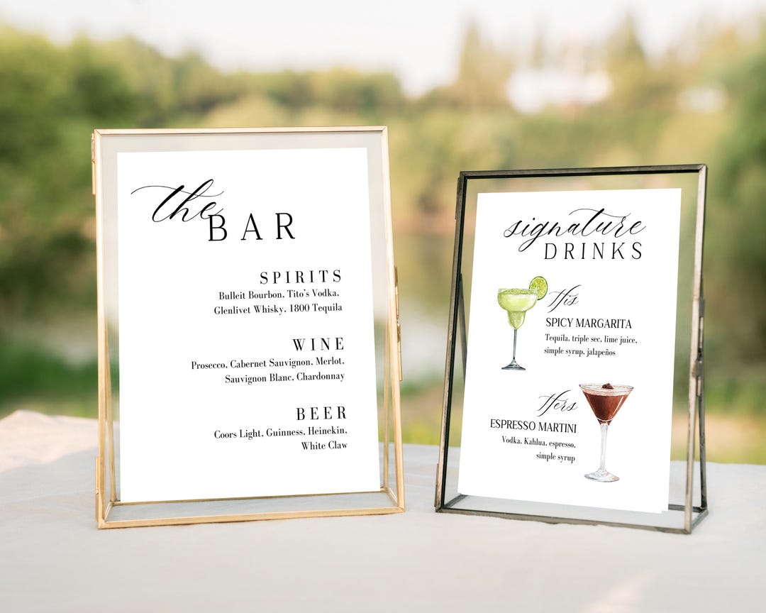 Signature Drinks and Cocktail Menu Signs - Canva Template - Etsy