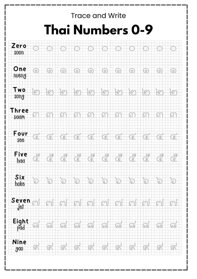 47 Pages Printable Practice Tracing Thai Alphabet Number Days Months - Etsy