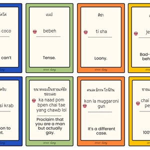 136 Words Thai Slang Flashcards-pdf Printable - Etsy