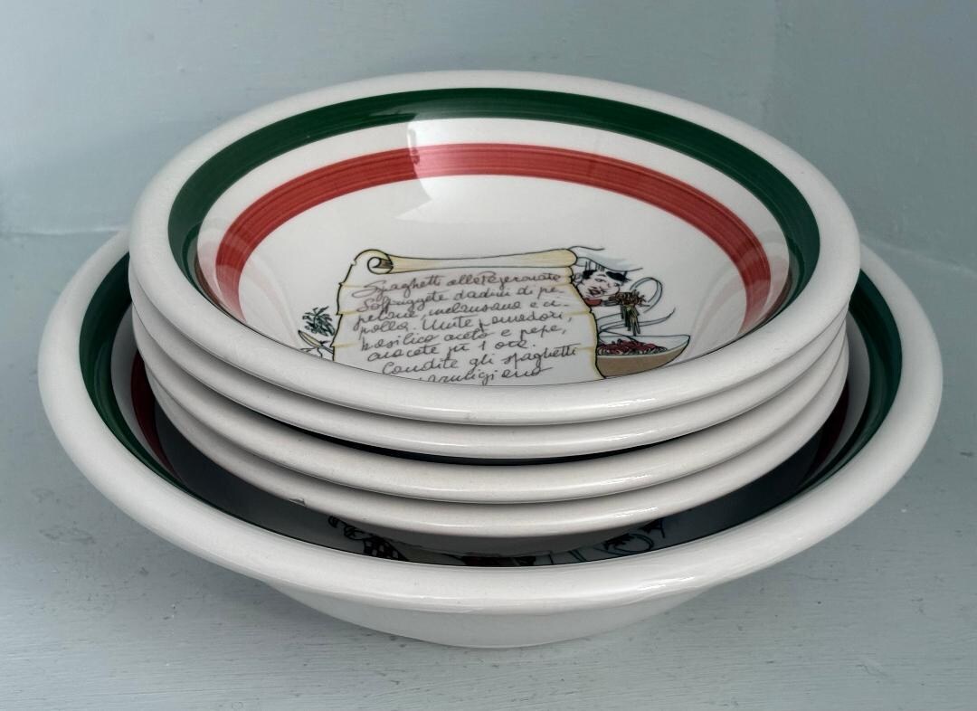 Set of 5 Primula San Remo Pasta Bowls Serving Bowl Vintage Italian ...