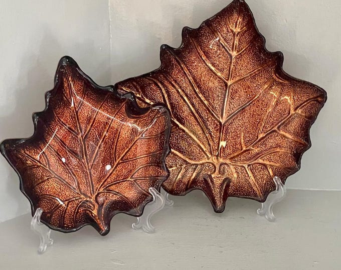 Vintage Akcam Maple Leaf Glass Dishes: Fall Thanksgiving Decor - Etsy