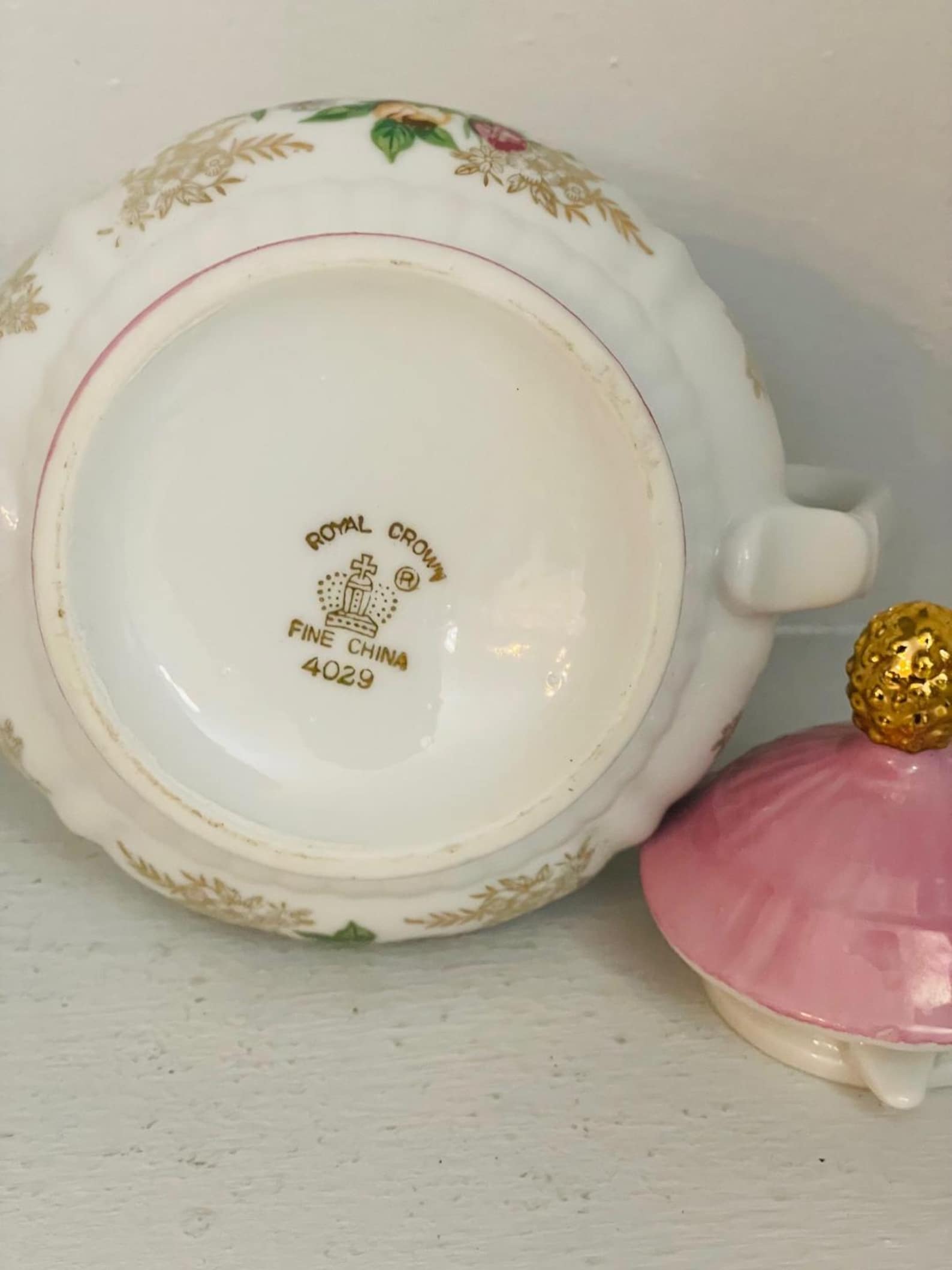 Vintage Royal Crown Fine China Teapot: Floral Pink & Gold Tea Ware - Etsy