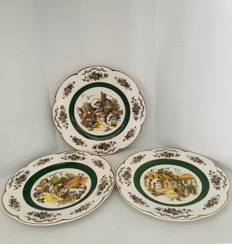 A Set of 3 Collectible Plates English Plates With Rural Scenes Grindley ...