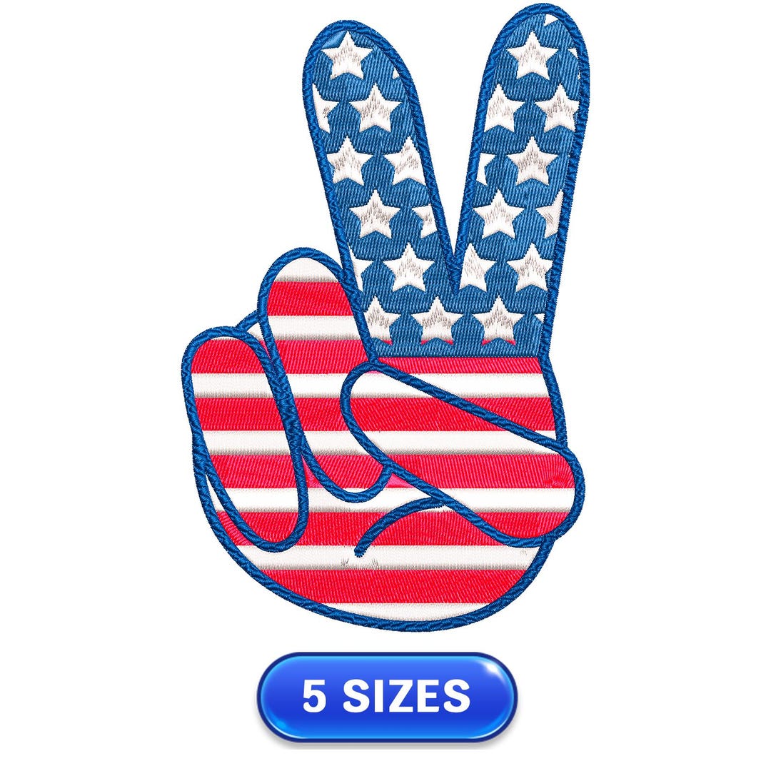America Peace Sign | Stars and Stripes | Hand | Patriot | Embroidery ...