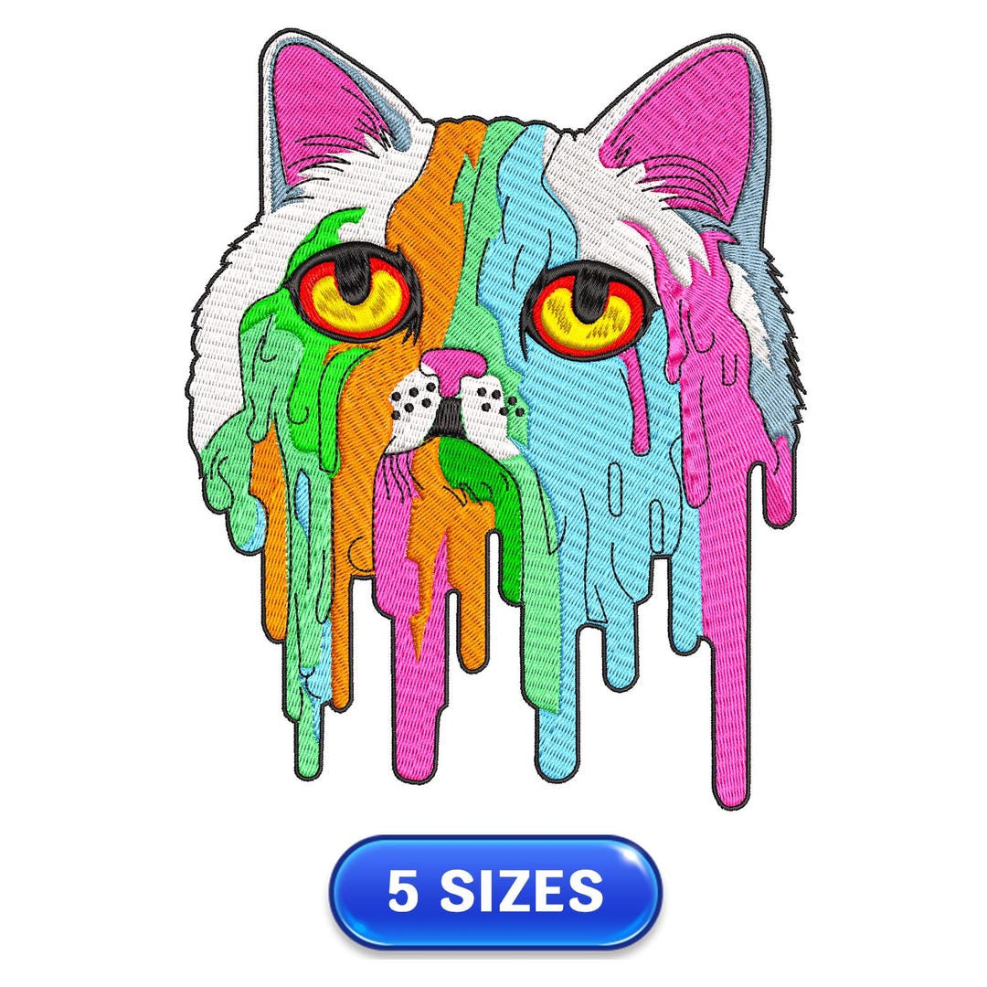 Melting Cat | Colorful | Vibrant | Psychedelic | Kitty | Embroidery ...
