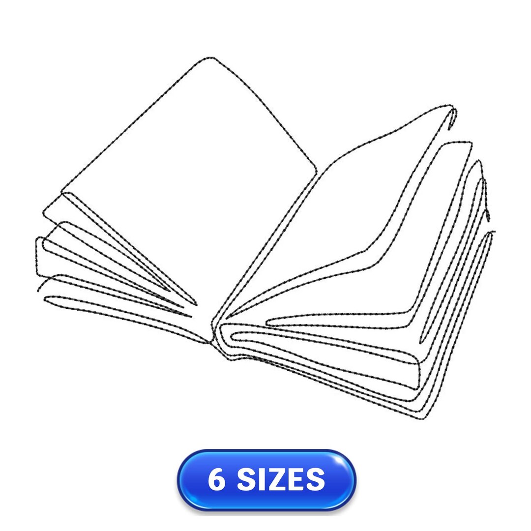 Open Book | Knowledge | Reading | Pages | Outline Art | Embroidery ...