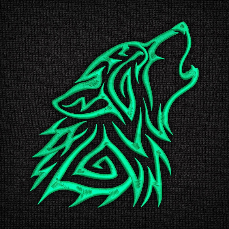 Howling Tribal Wolf | Nordic | Scandinavian | Fenrir | Embroidery ...