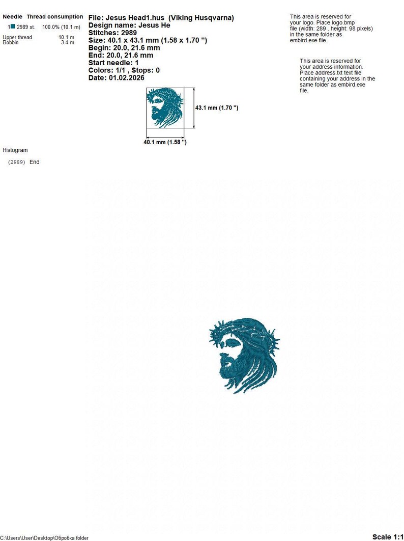 Jesus Christ Profile Embroidery Design, Crown of Thorns Machine ...