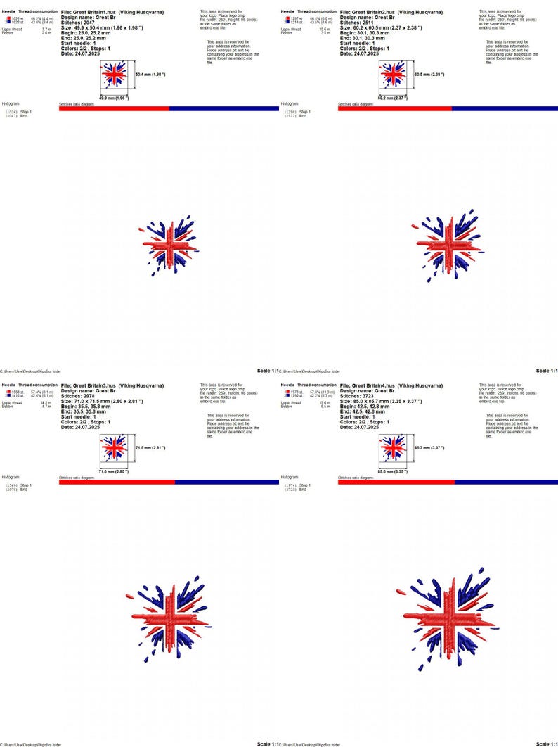 Union Jack Flag Splash | British Flag | Great Britain | Embroidery ...