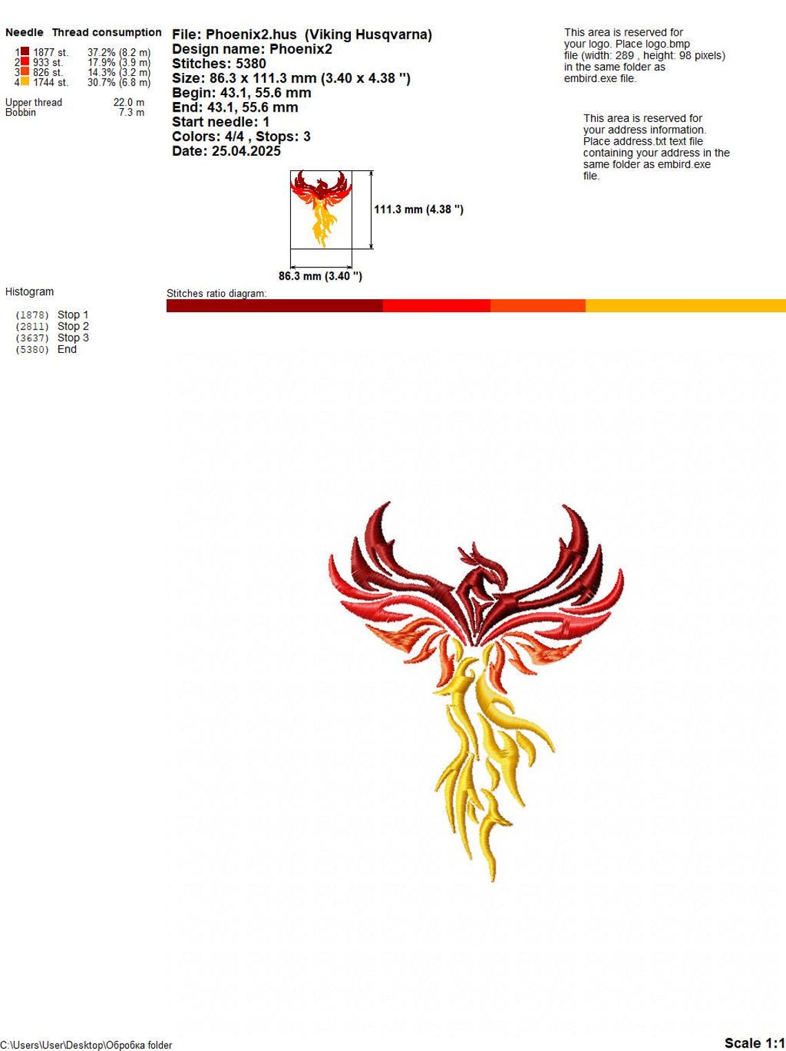Tribal Phoenix | Firebird | Legendary Bird | Rebirth | Embroidery ...
