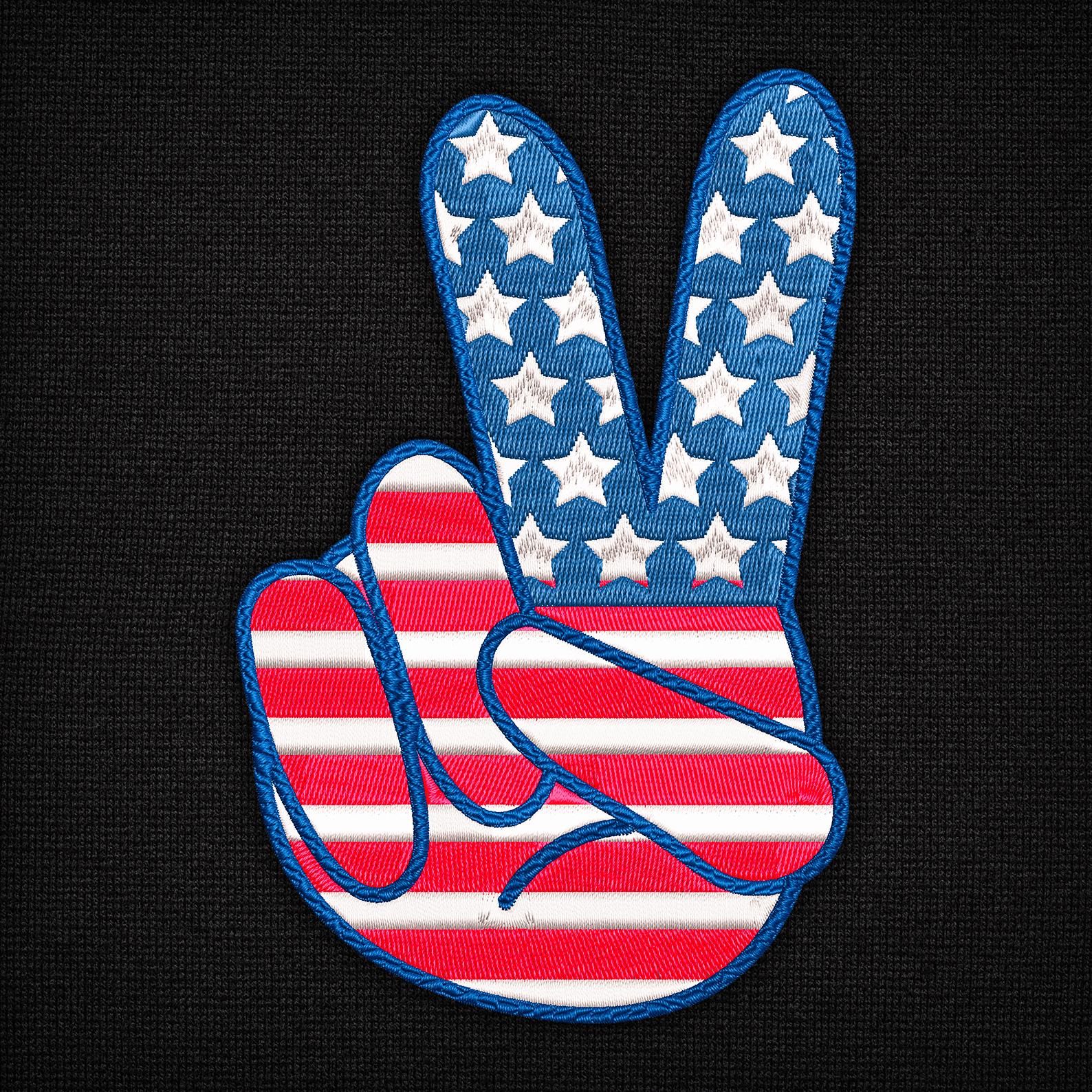 America Peace Sign | Stars and Stripes | Hand | Patriot | Embroidery ...