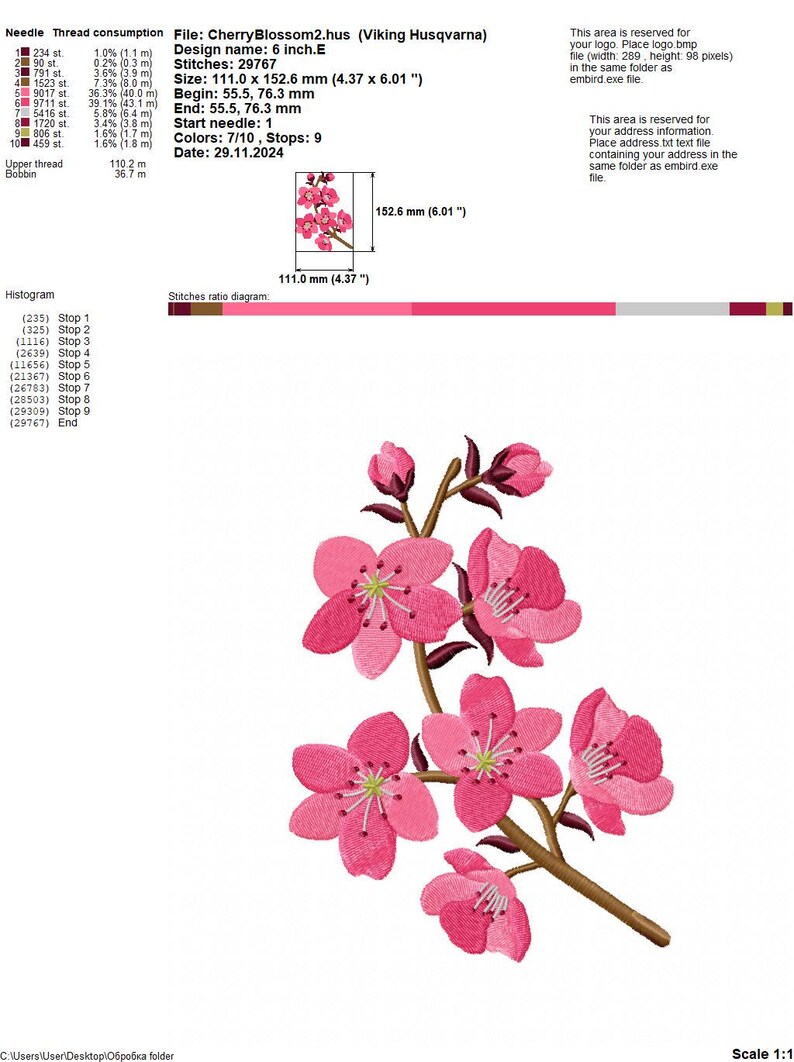 Cherry Blossom | Floral | Sakura | Japanese Cherry Tree | Embroidery ...