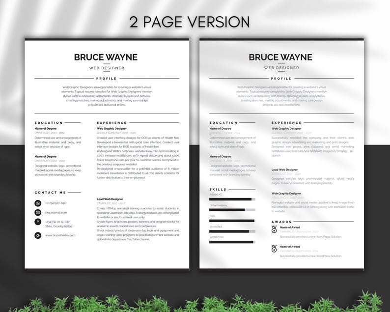 Minimal Web Designer Resume Template Professional Minimalist Design ...
