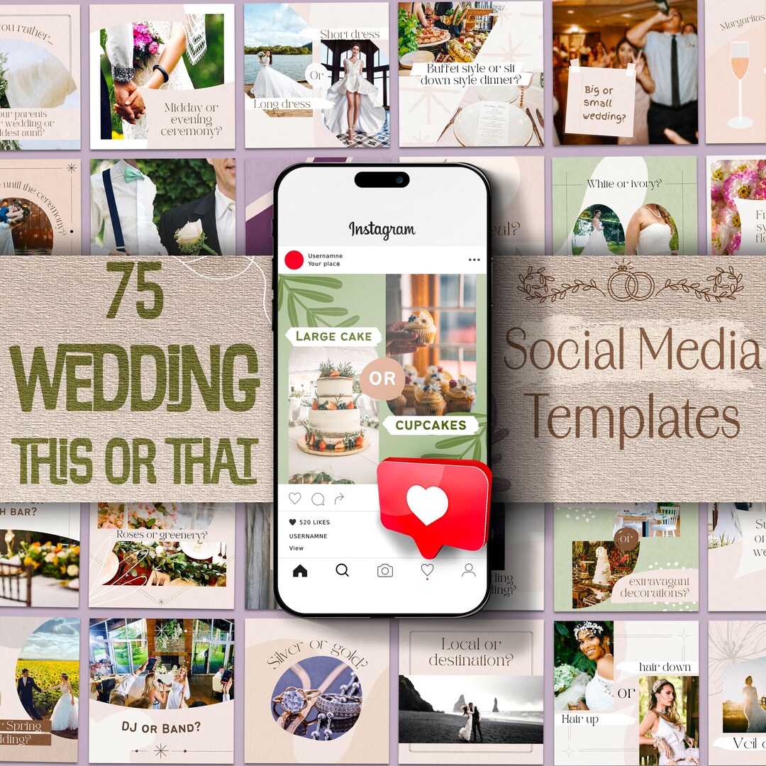 Instagram Post Wedding Templates | 75 Editable This or That ...