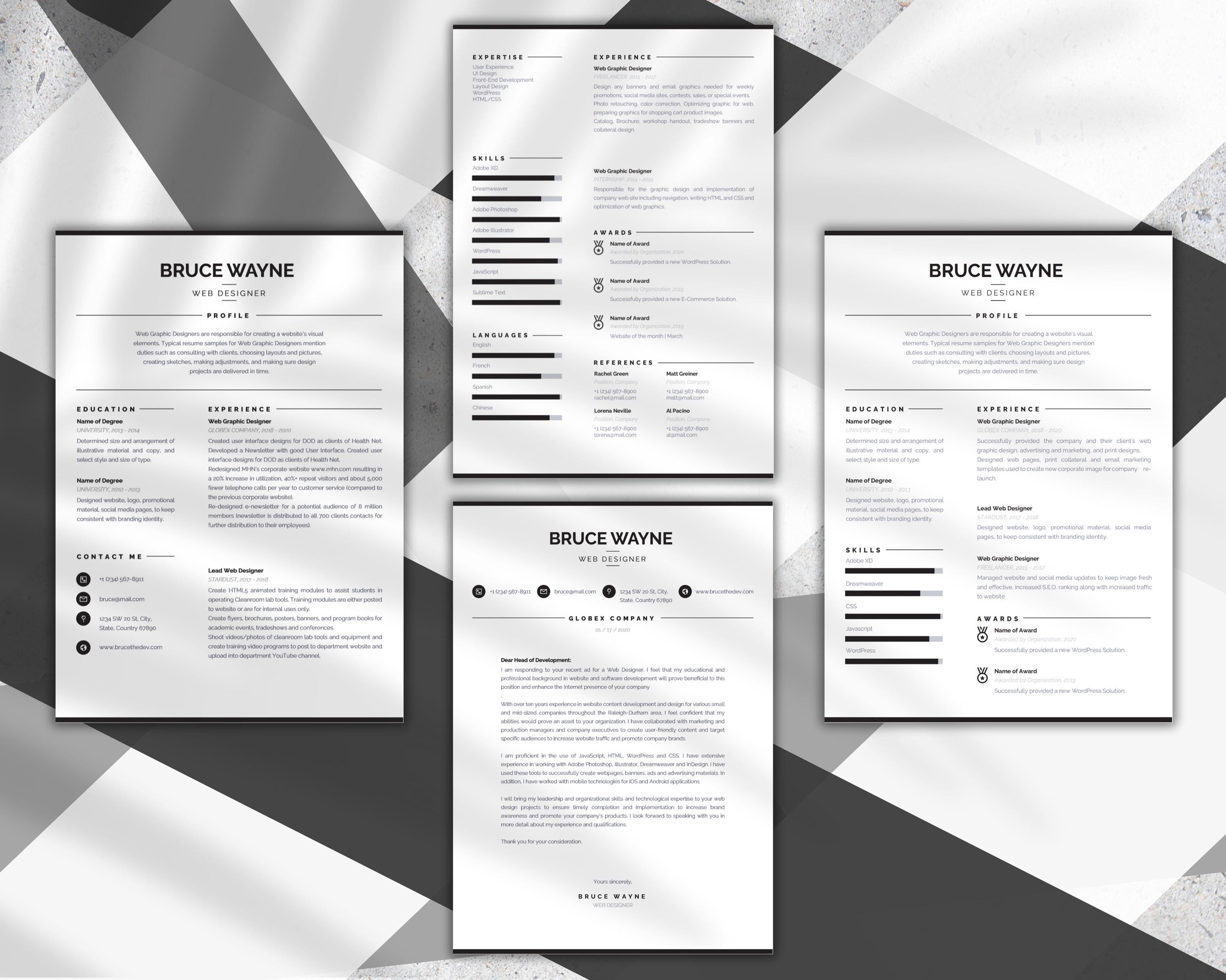 Minimal Web Designer Resume Template Professional Minimalist Design ...
