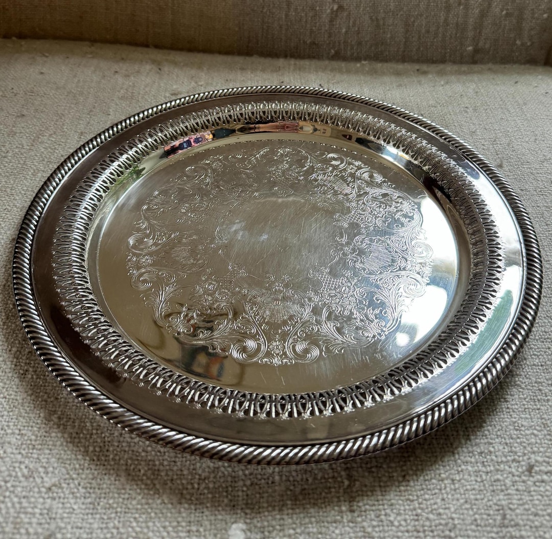 Vintage WM Rogers 170 12.5" Reticulated Silverplate Tray Platter ...