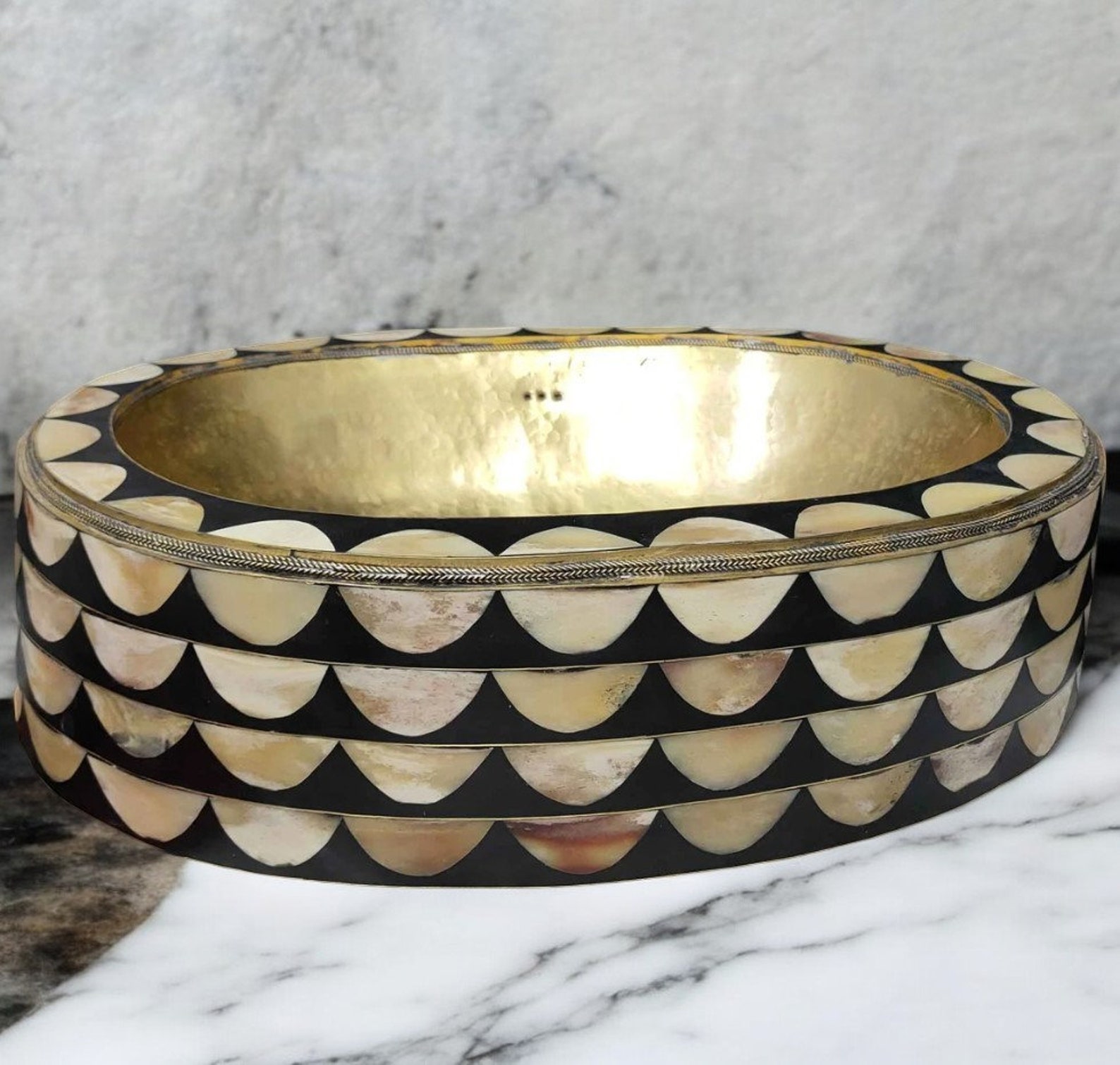 Moroccan Unique Oval Sink , Black Resin and Bone Conception , Vessel ...