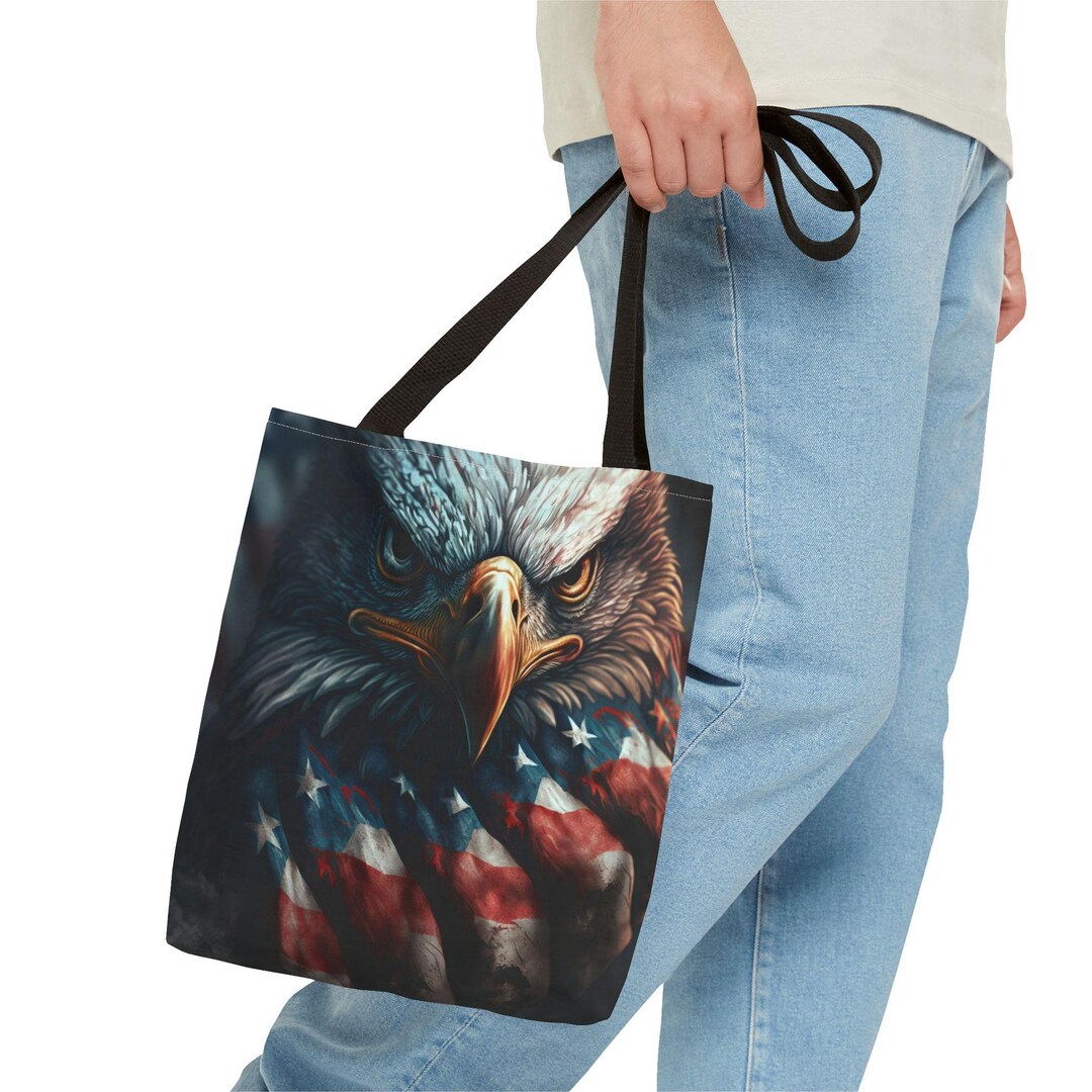 Patriotic Eagle Tote Bag, American Flag Tote, Stylish Eco-friendly Bag ...