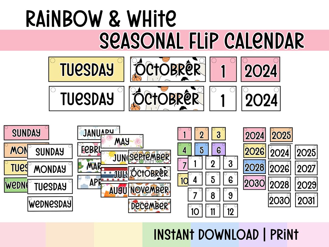 Daily Seasonal Flip Calendar, Classroom Calendar, Homeschool Calendar ...