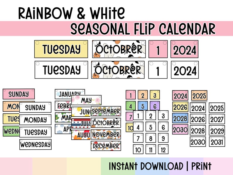 Daily Seasonal Flip Calendar, Classroom Calendar, Homeschool Calendar ...