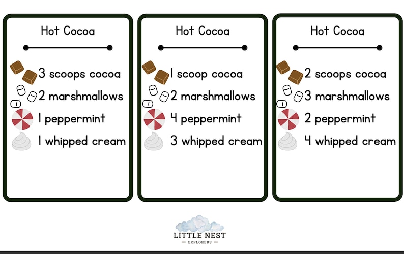 Hot Chocolate Sensory Bin Recipe Cards DIGITAL DOWNLOAD ONLY Hot Cocoa ...