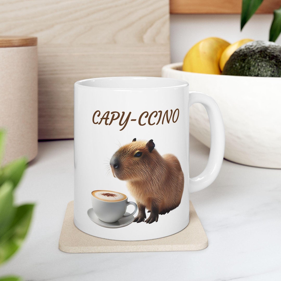 Capy-ccino Capybara Coffee Mug, Cute Animal Lover Gift, Novelty Coffee ...