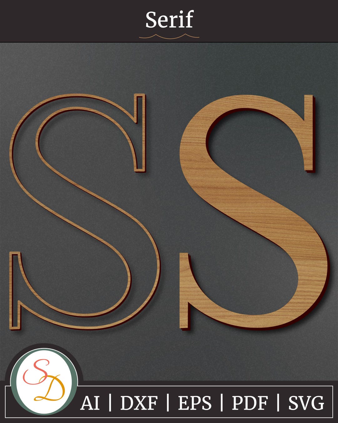 Serif Laser Cut File | Serif Engrave File | Serif SVG | Serif Font SVG ...