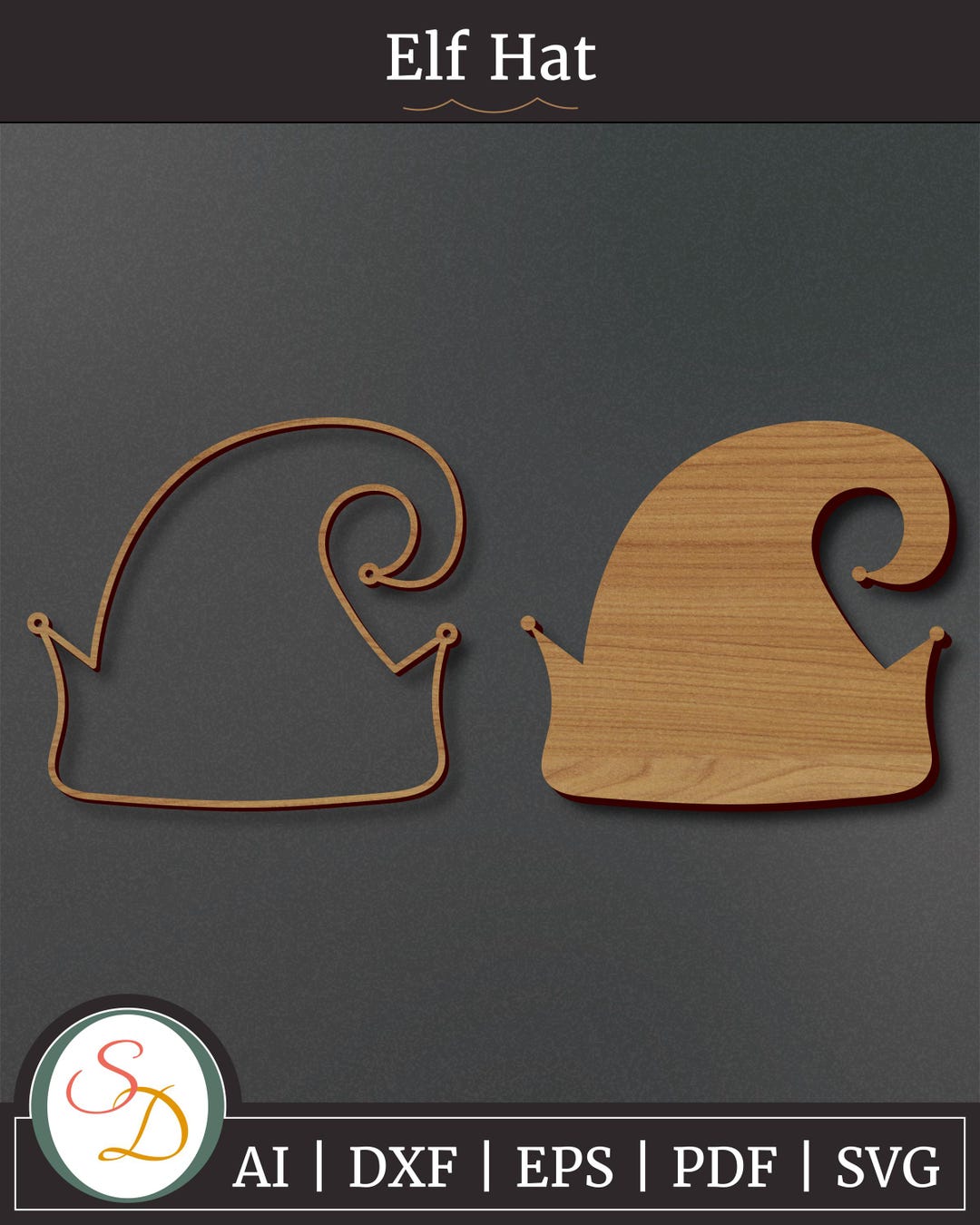 Elf Hat Laser Cut File | Elf Hat Engrave File | Elf Hat SVG | Elf Hat Xmas SVG | Elf Hat Holiday ...
