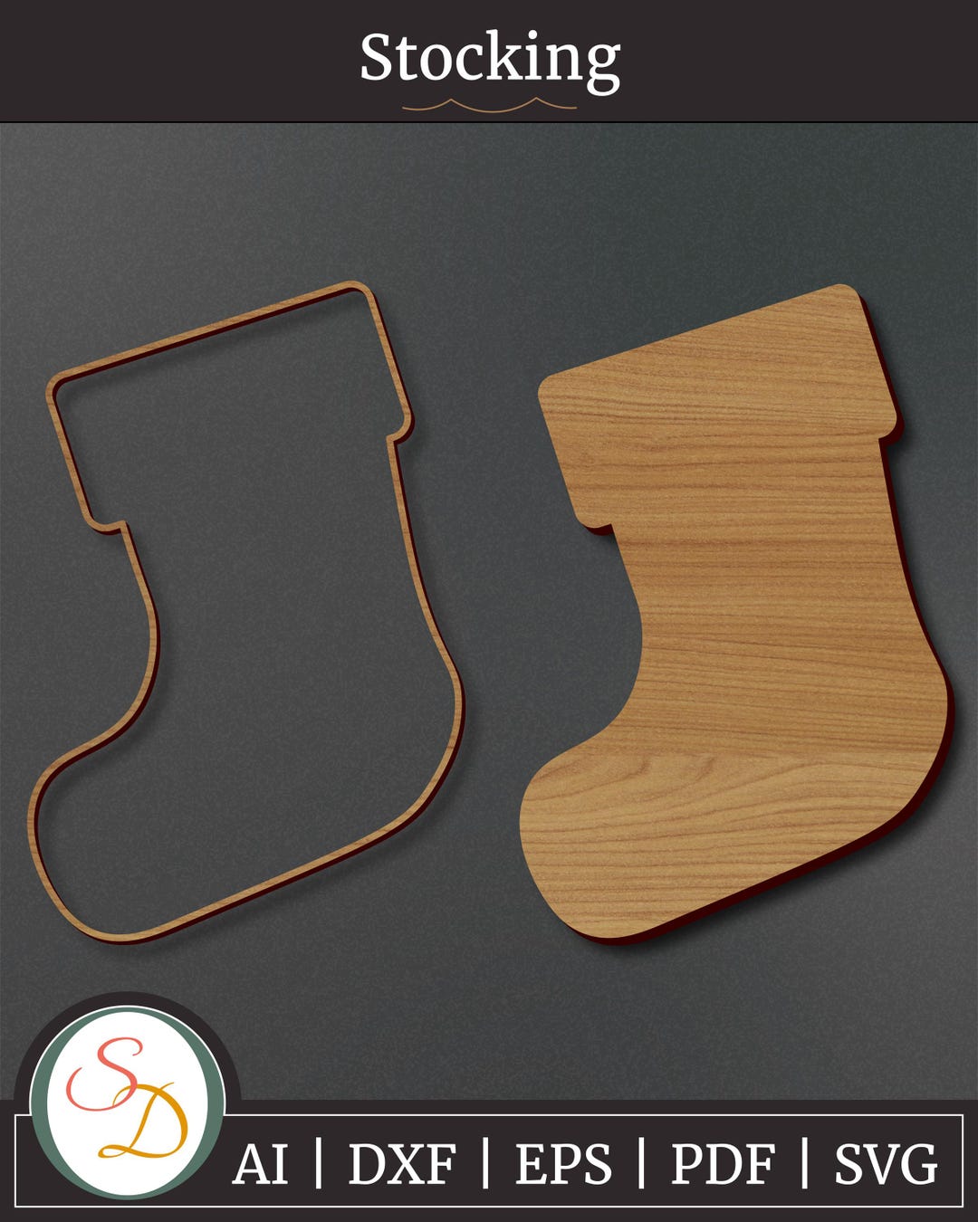 Stocking Laser Cut File | Stocking Engrave File | Stocking SVG ...